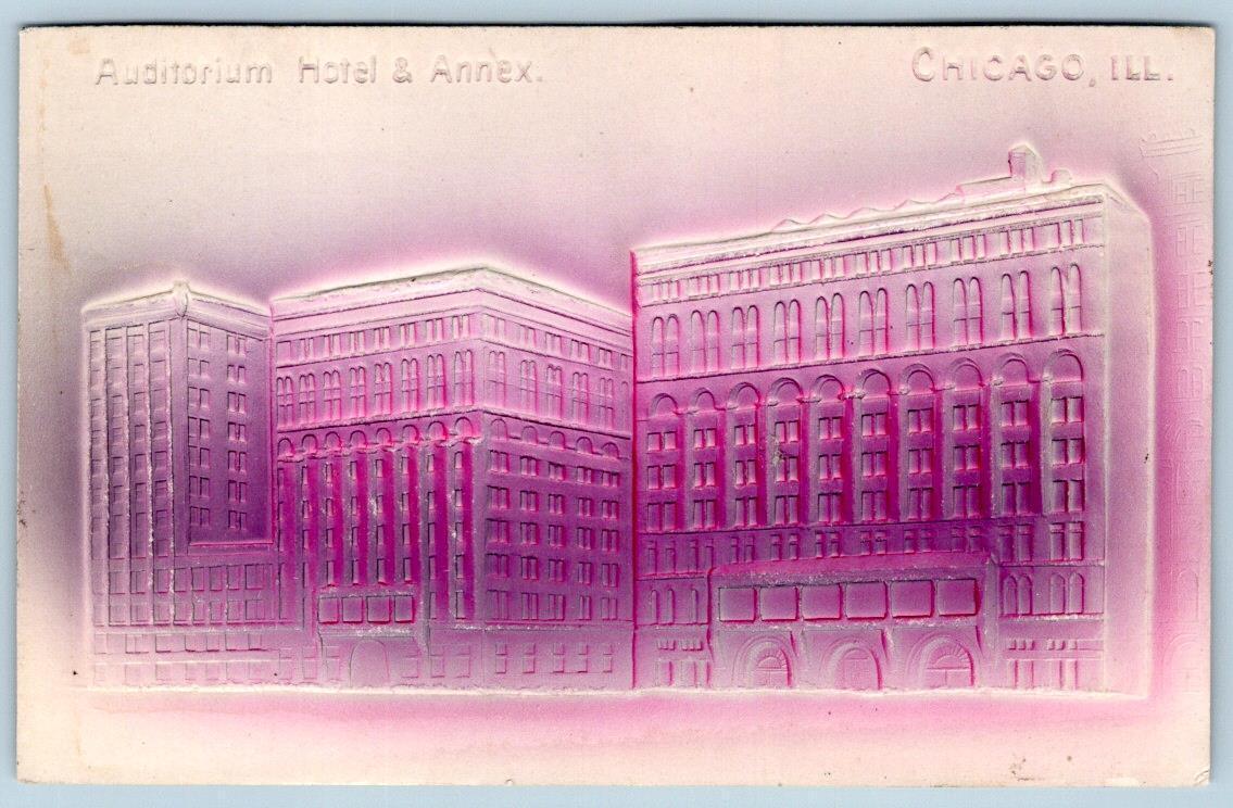 1910'S Chicago Illinois Auditorium Hotel Annex Pink Airbrushed Embossed ...