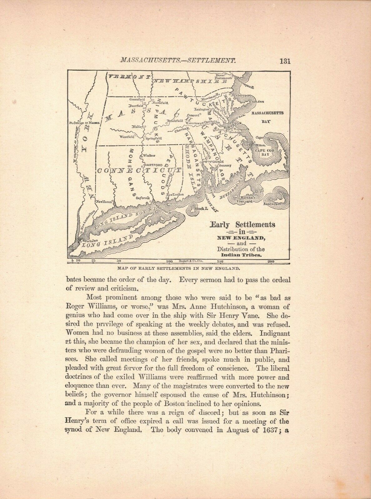 Circa 1890's Early Map Settlements in New England Victorian Engraving ...