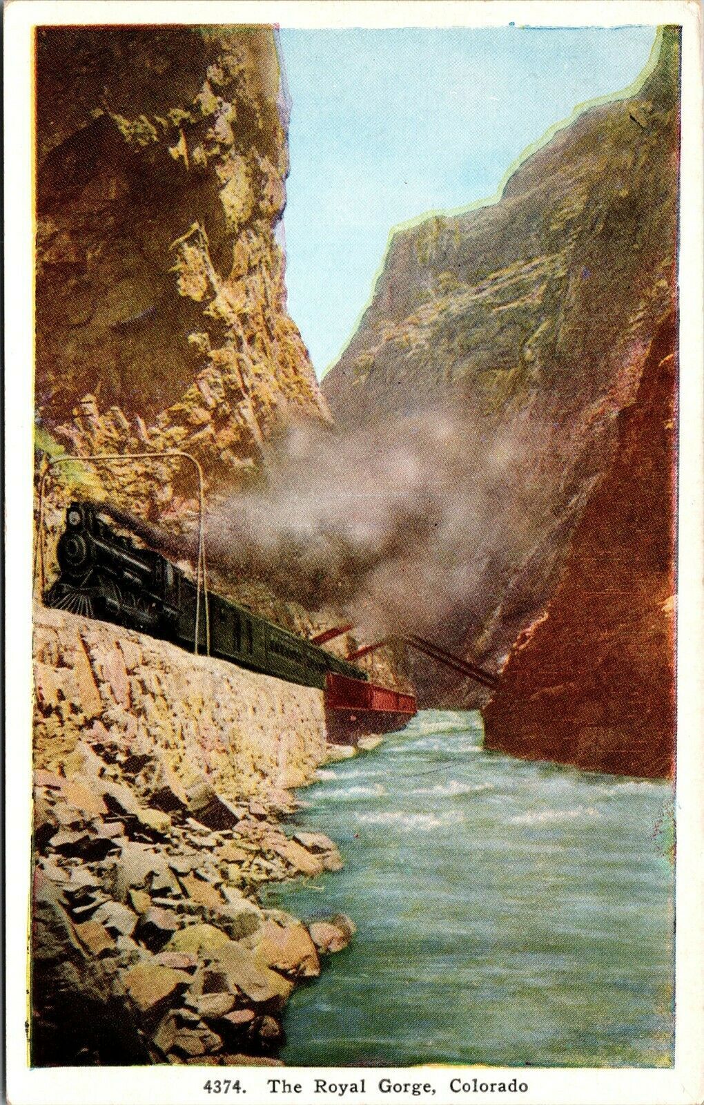 Vtg The Royal Gorge Colorado CO Train on Railroad Tracks 1920s Unused ...