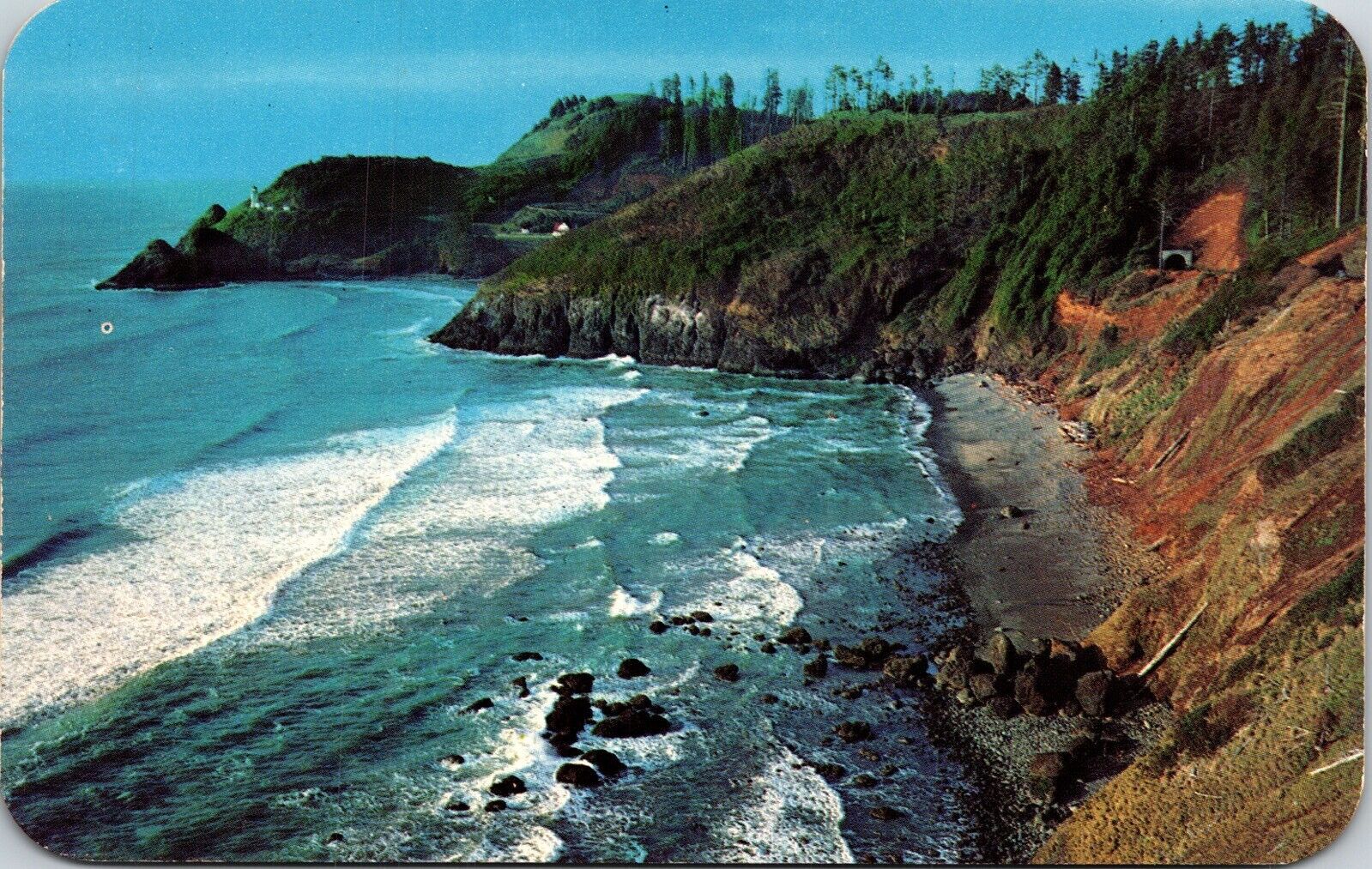 Heceta Head Oregon Seacoast Hwy 101 Postcard Waves Dextone UNP Vintage ...