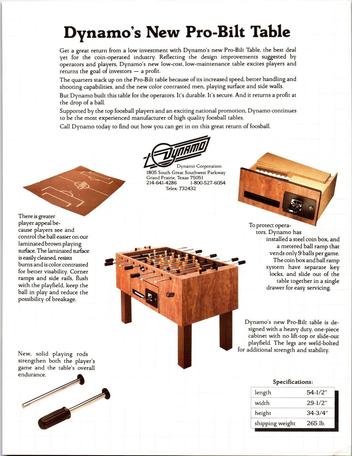 Dynamo Foosball Table Flyer + Bulletin Vintage Original Soccer Promo 8. ...