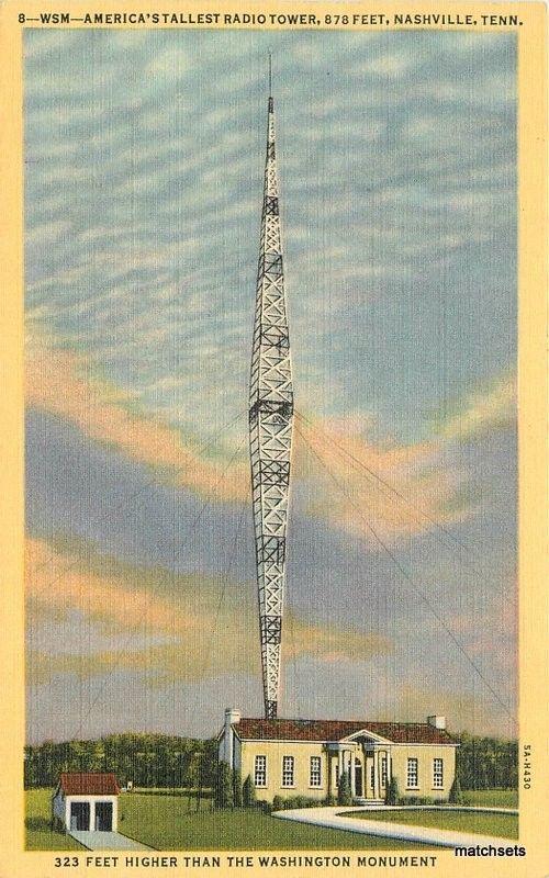 1940s Wireless Radio Tower Nashville Tennessee Washington Teich Linen ...