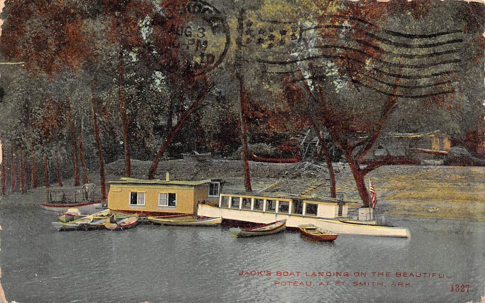 Fort Smith Arkansas Jack's Boat Landing, Poteau River,Color Lithograph ...
