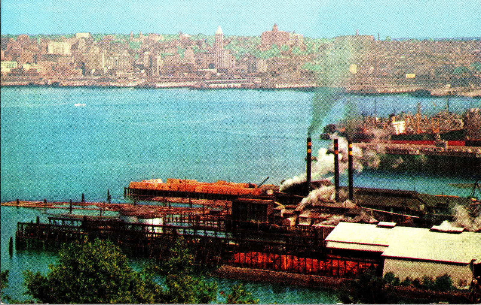 Skyline of Seattle from West Seattle Vintage Postcard Circa 1950s ...