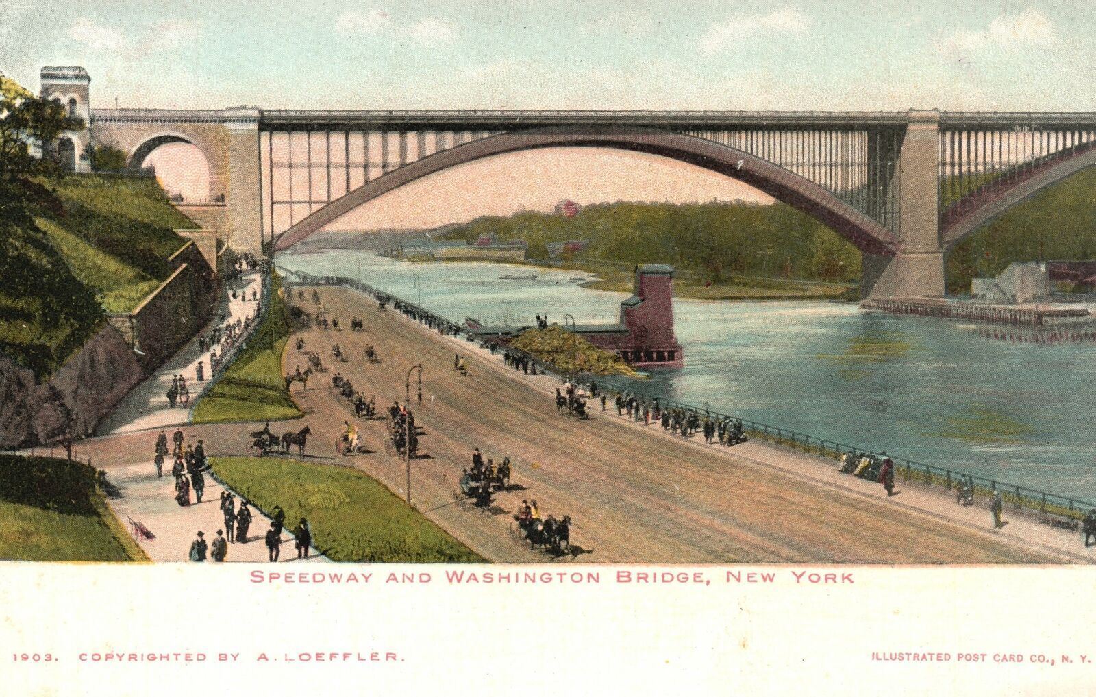 Vintage Postcard Speedway And Washington Bridge Historic Landmark New ...