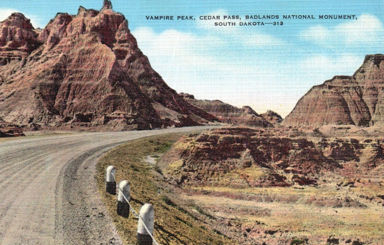 Postcard SD Badlands National Monument Vampire Peak Cedar Pass Vintage ...