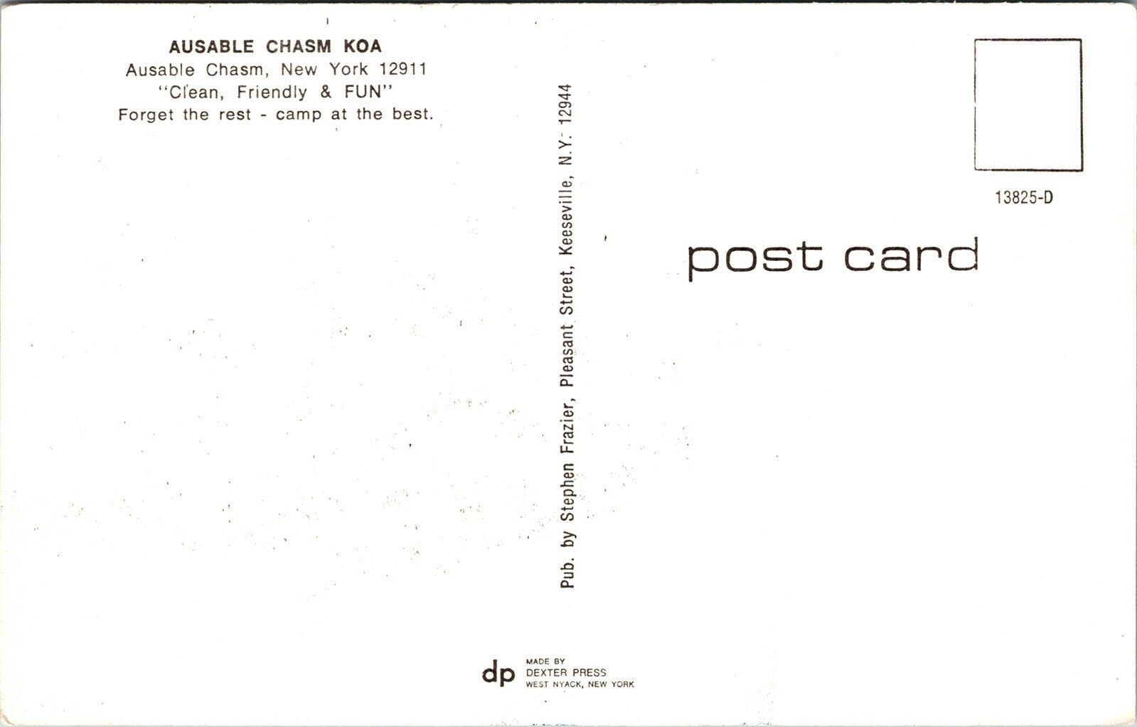 Ausable Chasm Koa New York 12911 Keeseville Dexter Press Sign Pool ...