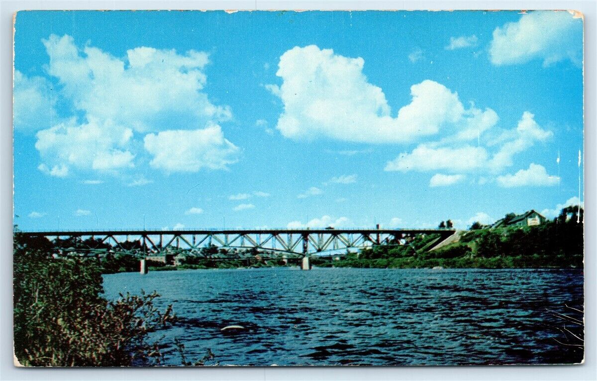 Postcard Bridge over Aroostook River at Caribou, Maine 1950's F189 ...
