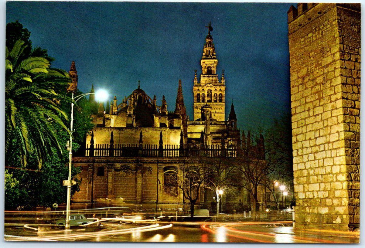 Postcard - Cathedral and Giralda in night - Seville, Spain | Europe ...