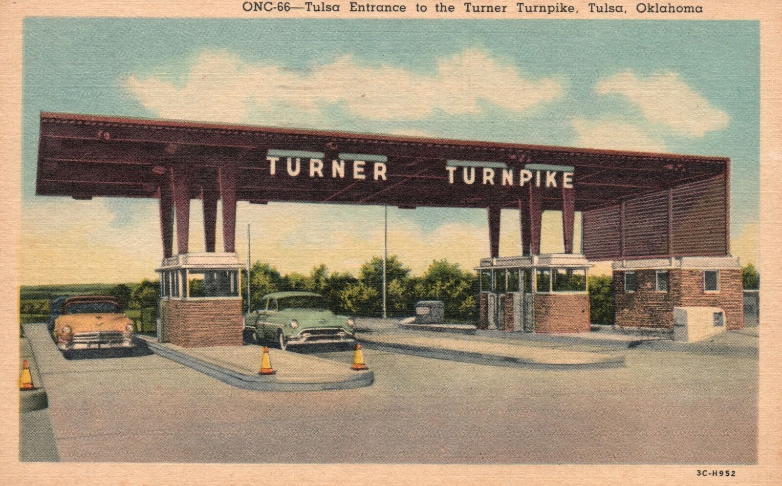 Vintage Postcard 1955 View of The Tulsa Entrance To The Turner Turnpike ...