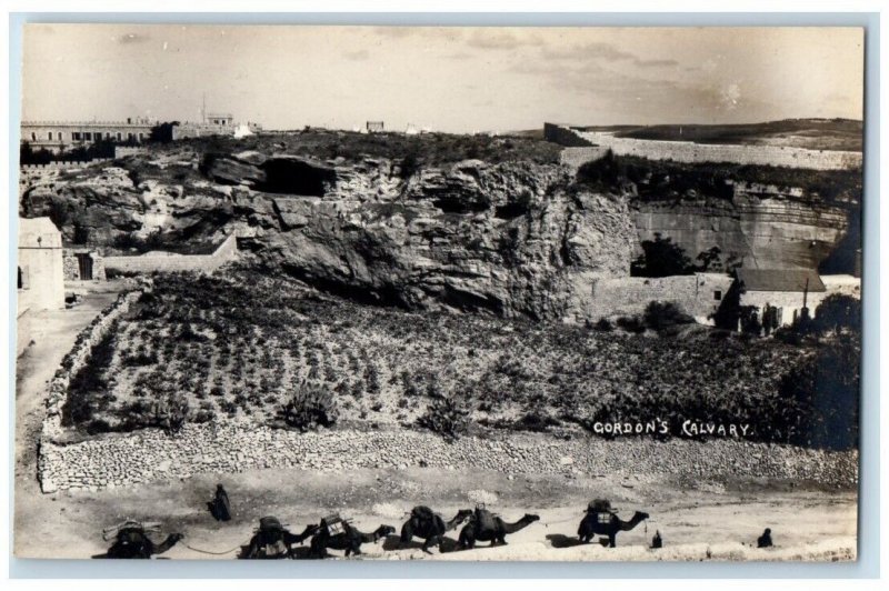 c1920's The Garden Tomb Gordon's Calvary Camels Jerusalem Israel RPPC ...