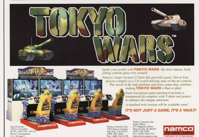 Tokyo Wars Arcade FLYER Original Namco 1995 NOS Video Game Art Sheet ...
