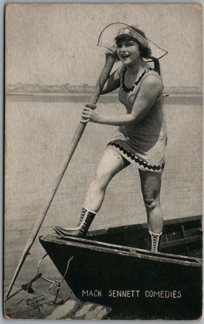 Vintage 1920s Pin-Up Girl / MACK SENNETT COMEDIES Arcade Card Fishing ...