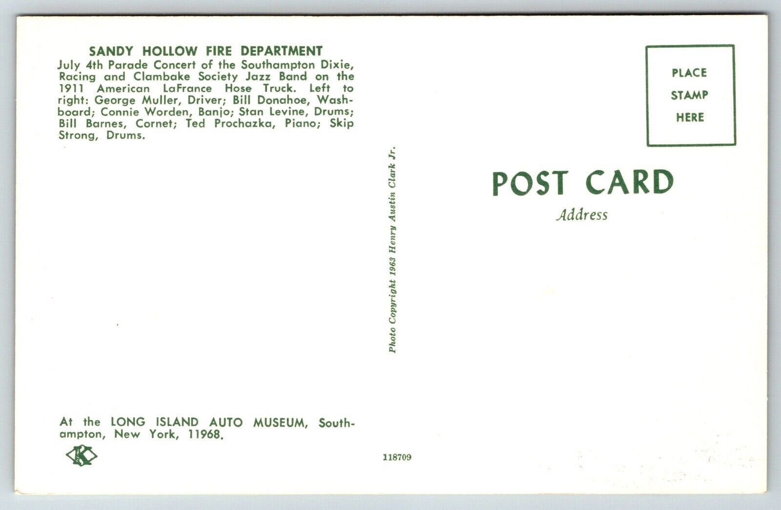 Fire Truck Engine - Fireman Postcard - Long Island - New York ...