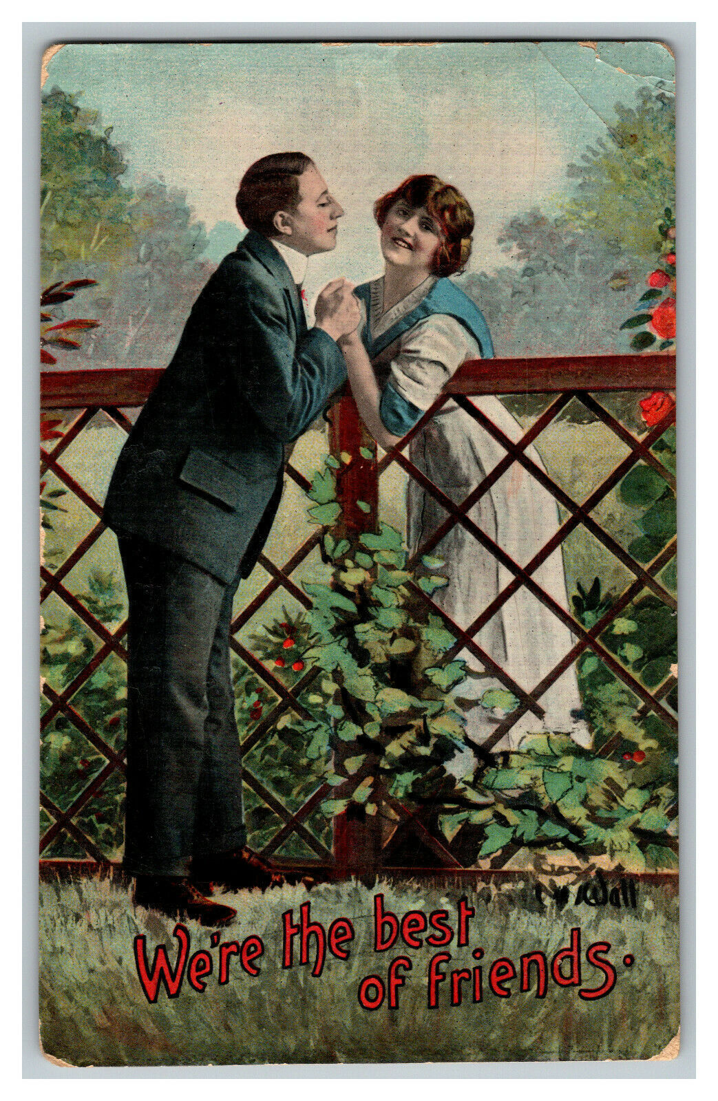 Postcard We're The Best Of Friends Vintage Standard View Romantic Card ...