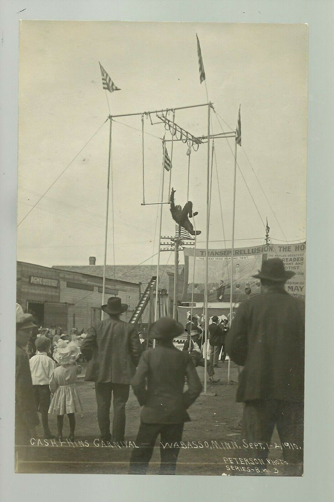 Wabasso MINNESOTA RPPC 1910 ACROBAT Carnival CIRCUS Main Street nr ...