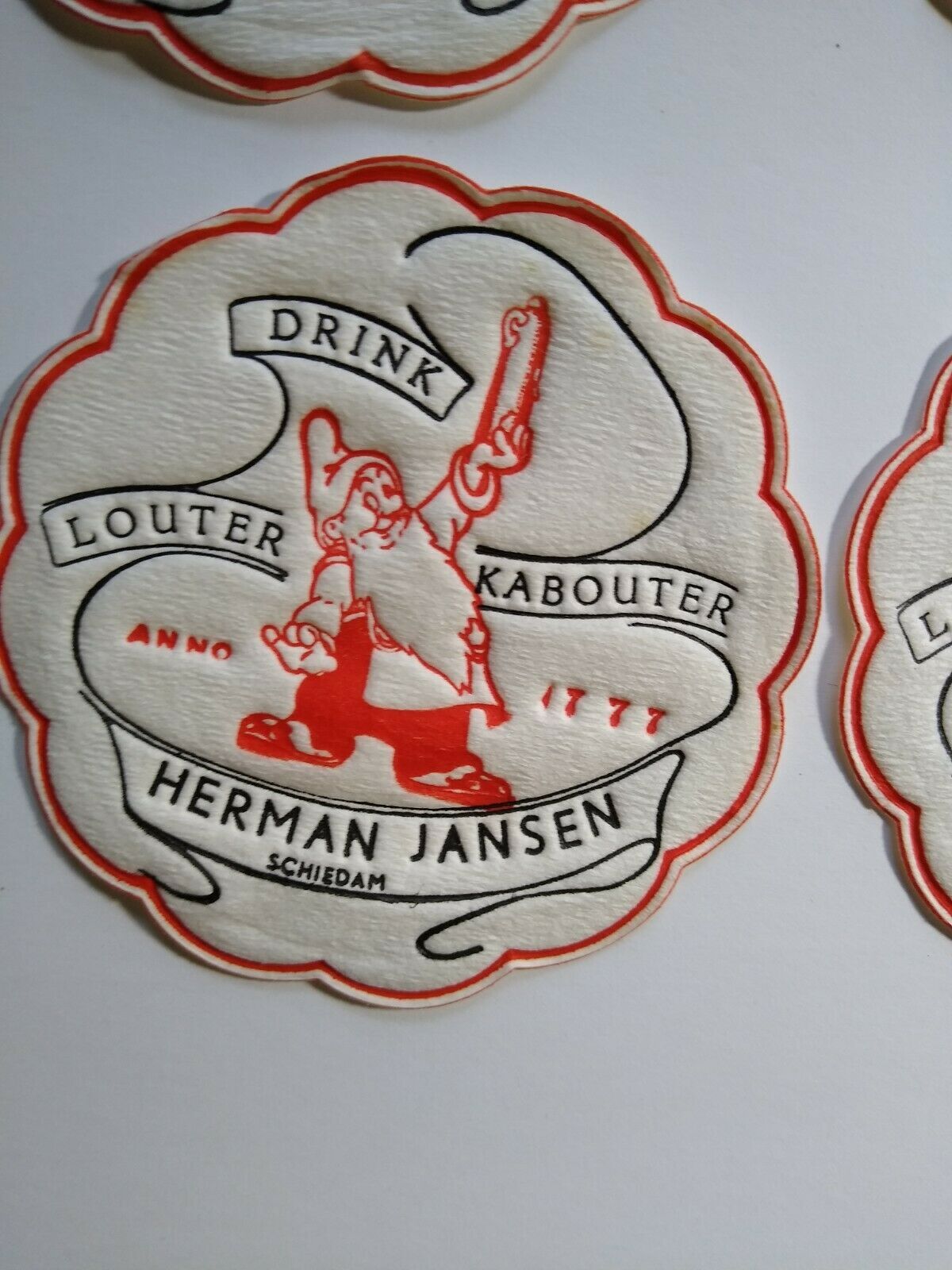 Gnome Dwarf Louter Kabouter Herman Jansen Fabric Drink Coasters 1950s ...