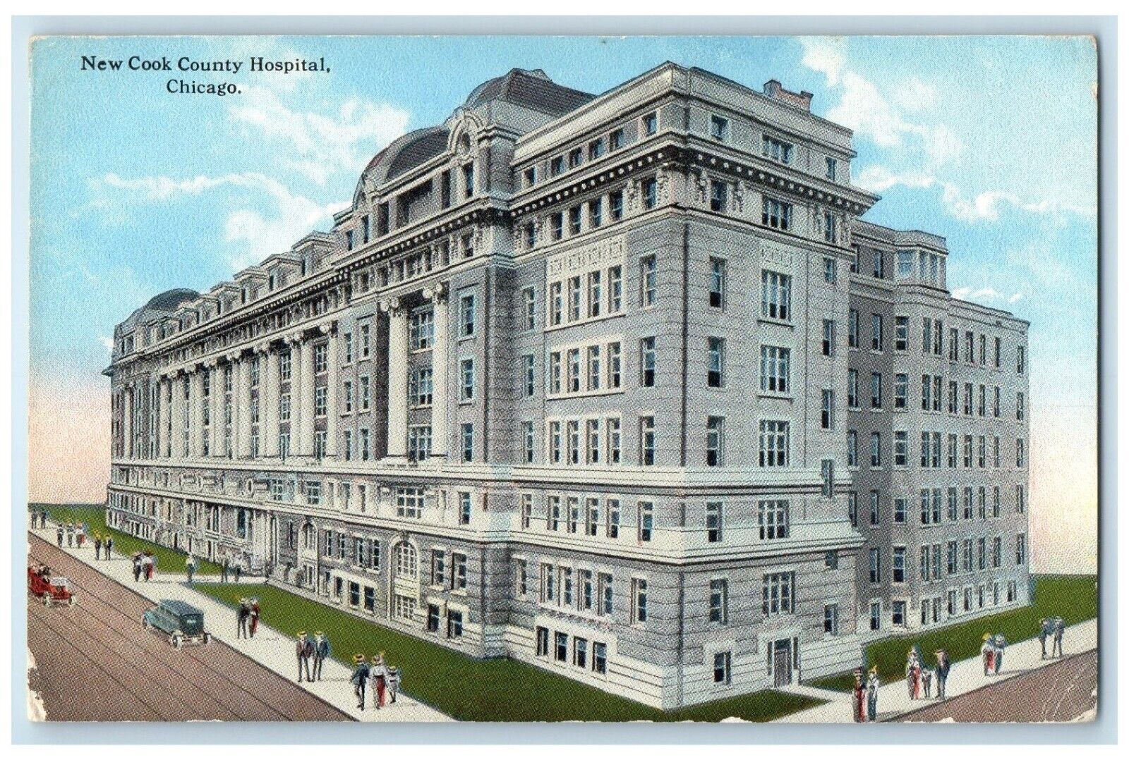 New Cook County Hospital Building Cars Chicago Illinois IL Antique ...
