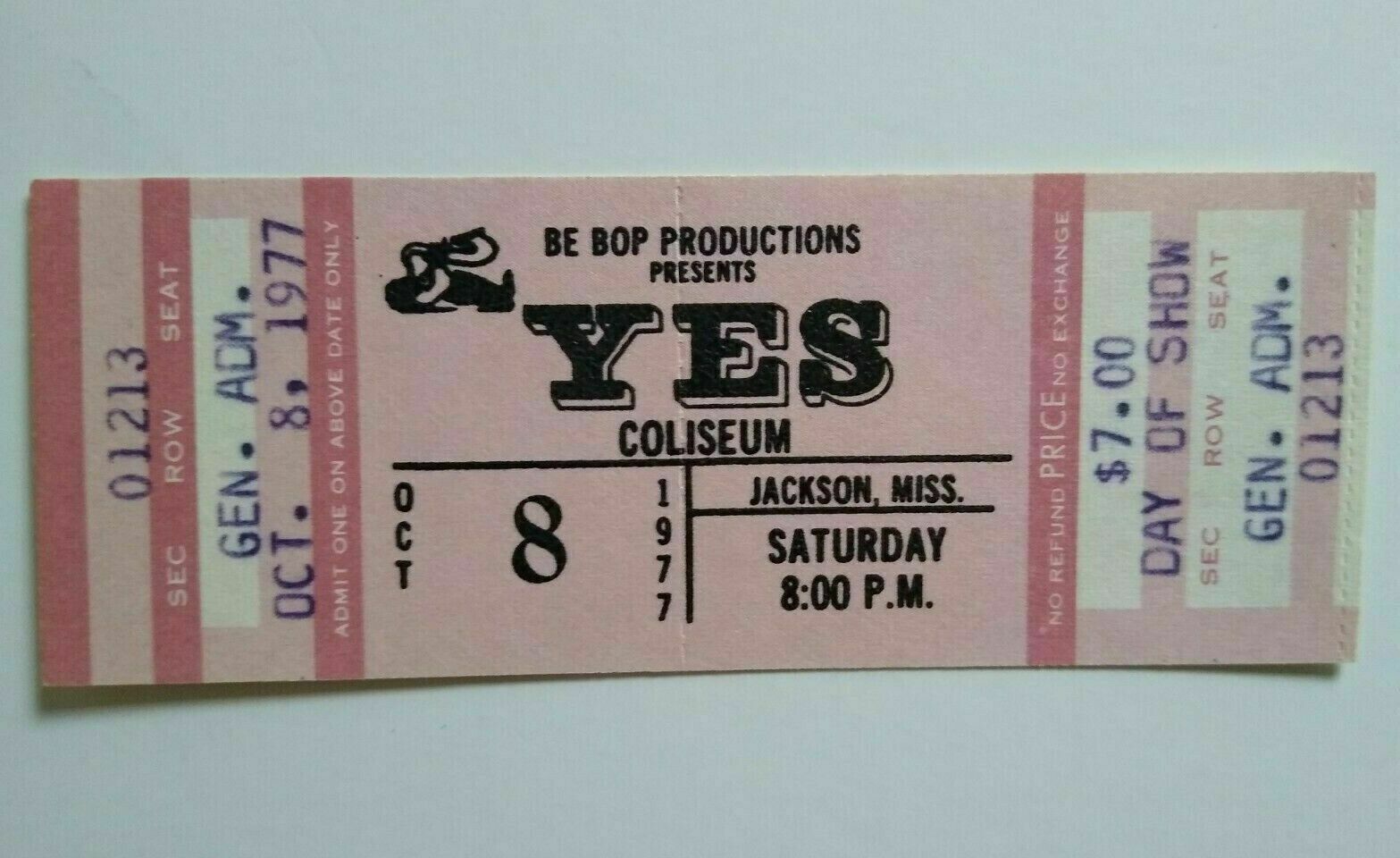 Yes Original UNUSED 1977 Concert Ticket Coliseum in Jackson MS Prog ...