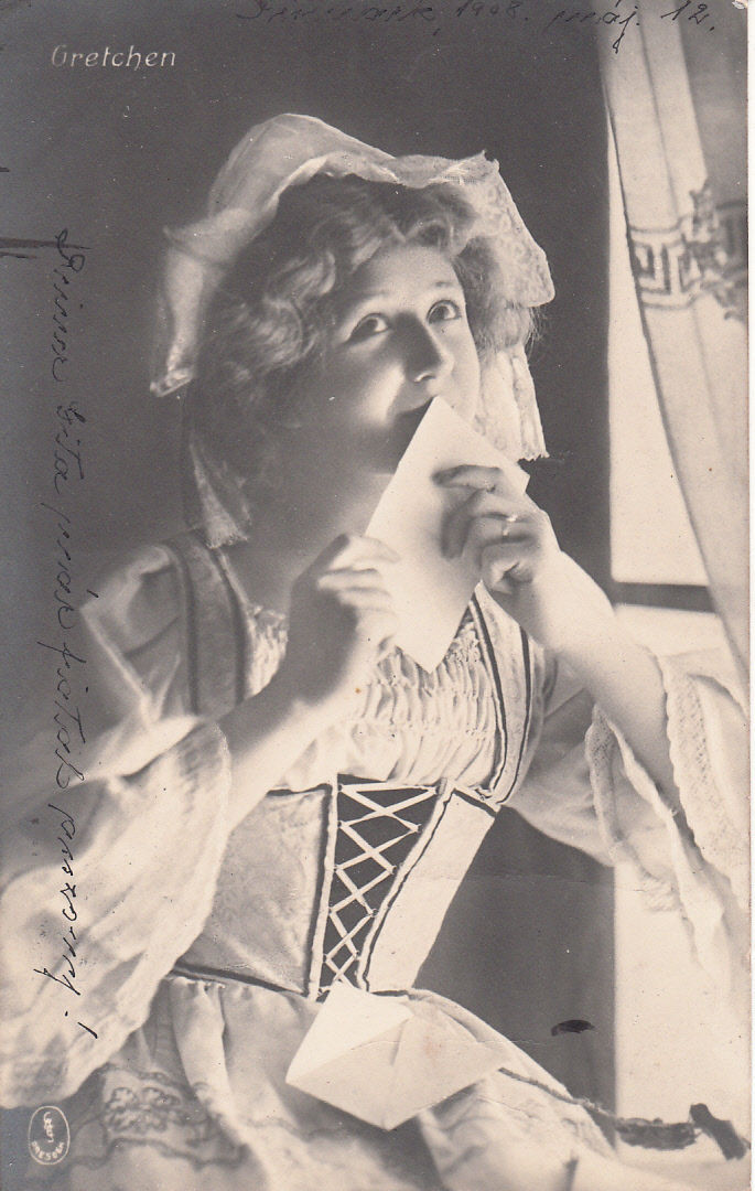 Theatre history vintage 1908 "Gretchen" costumed actress | Topics ...