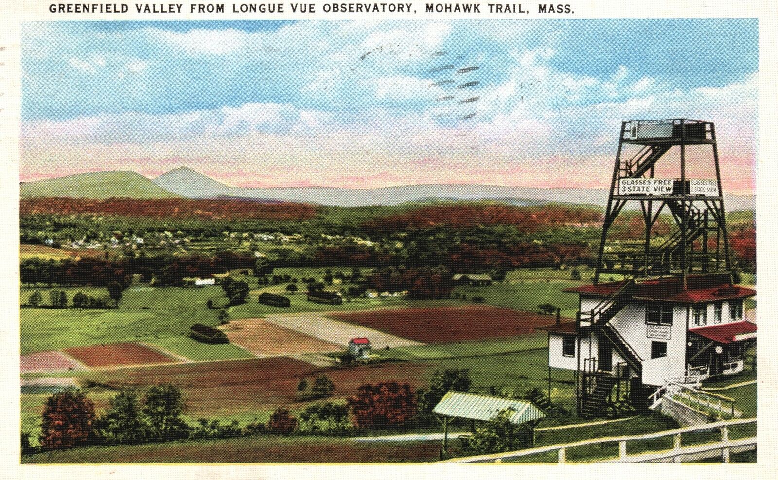 Vintage Postcard 1938 Greenfield Valley Longue Vue Observatory Mohawk ...