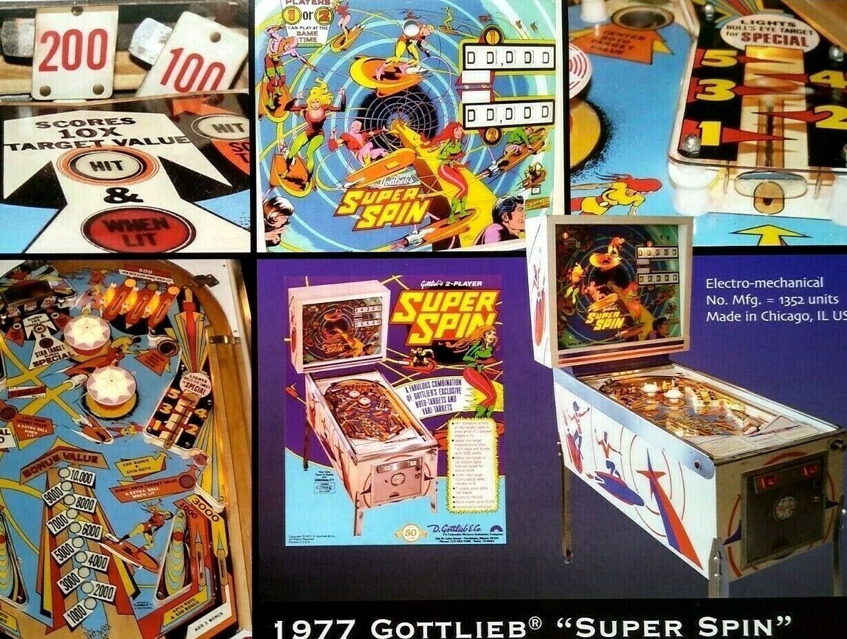 Super Spin Pinball Machine Art Collage Ready To Frame Space Age Sci-Fi ...