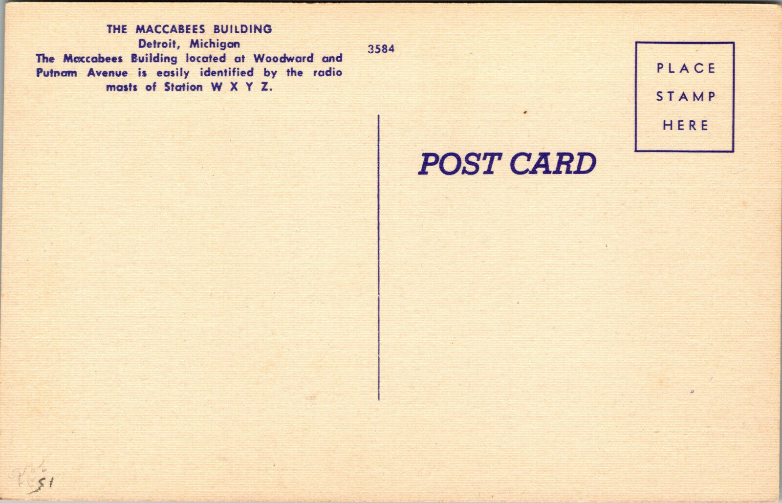 Vtg 1930's Maccabees Building WXYZ Radio Station Detroit Michigan MI ...