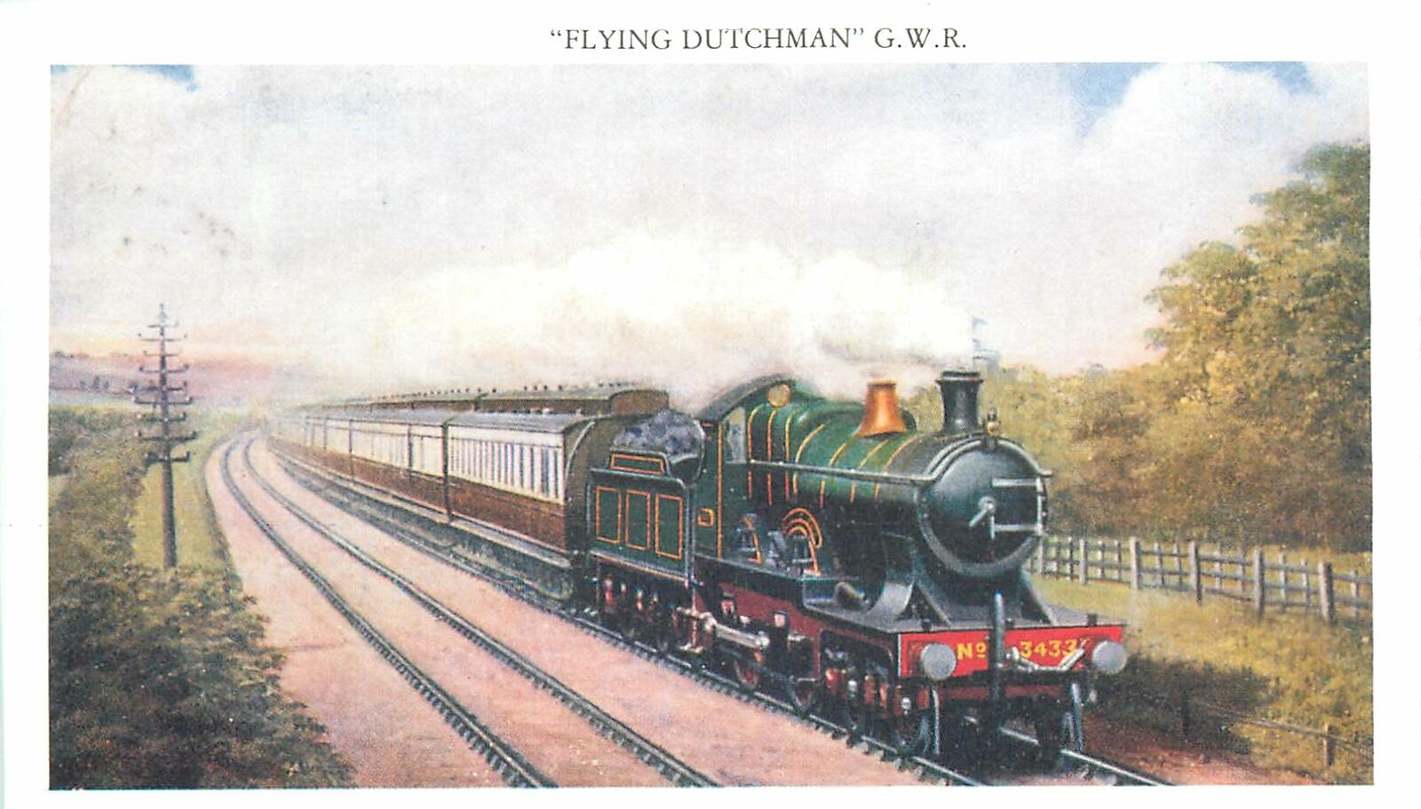 Railroadiana repro pictorial train locomotive railroad Flying Dutchman ...