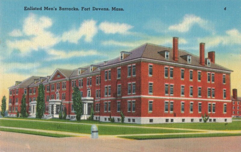 circa 1940's Enlisted Men's Barracks Fort Devens Massachusetts Postcard ...
