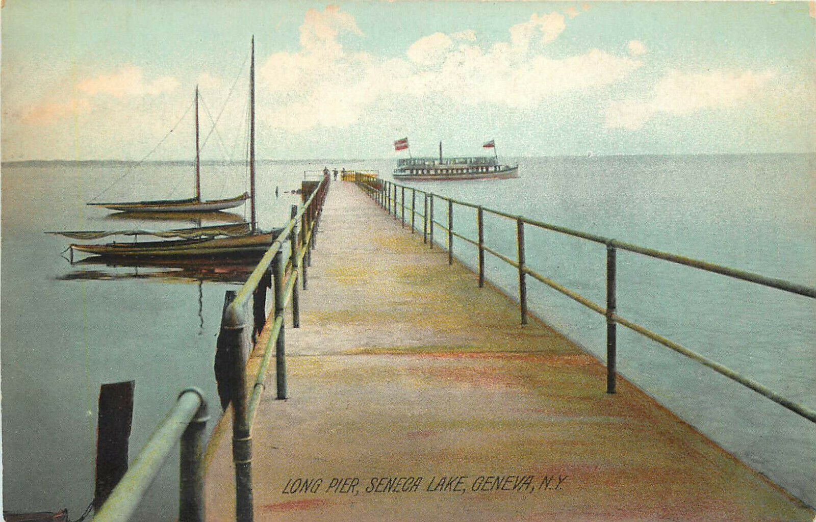 Vintage Postcard Long Pier Seneca Lake Geneva NY Rotograph 61578 Finger ...