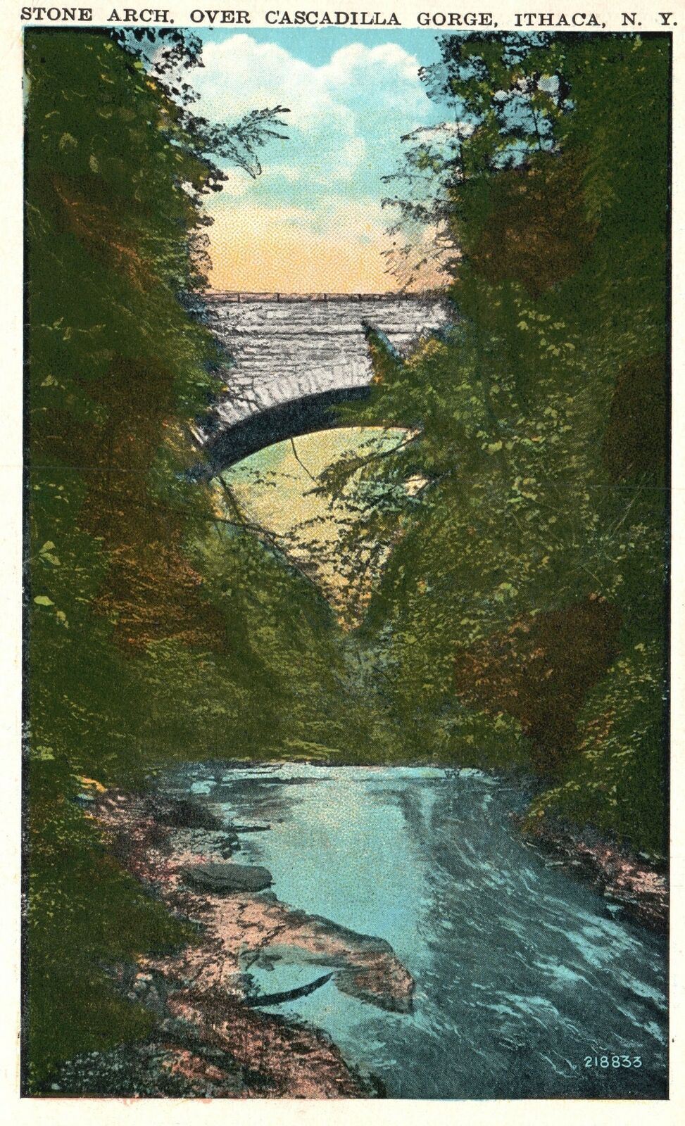 Vintage Postcard Stone Arch Bridge Over Cascadilla Gorge Ithaca New ...