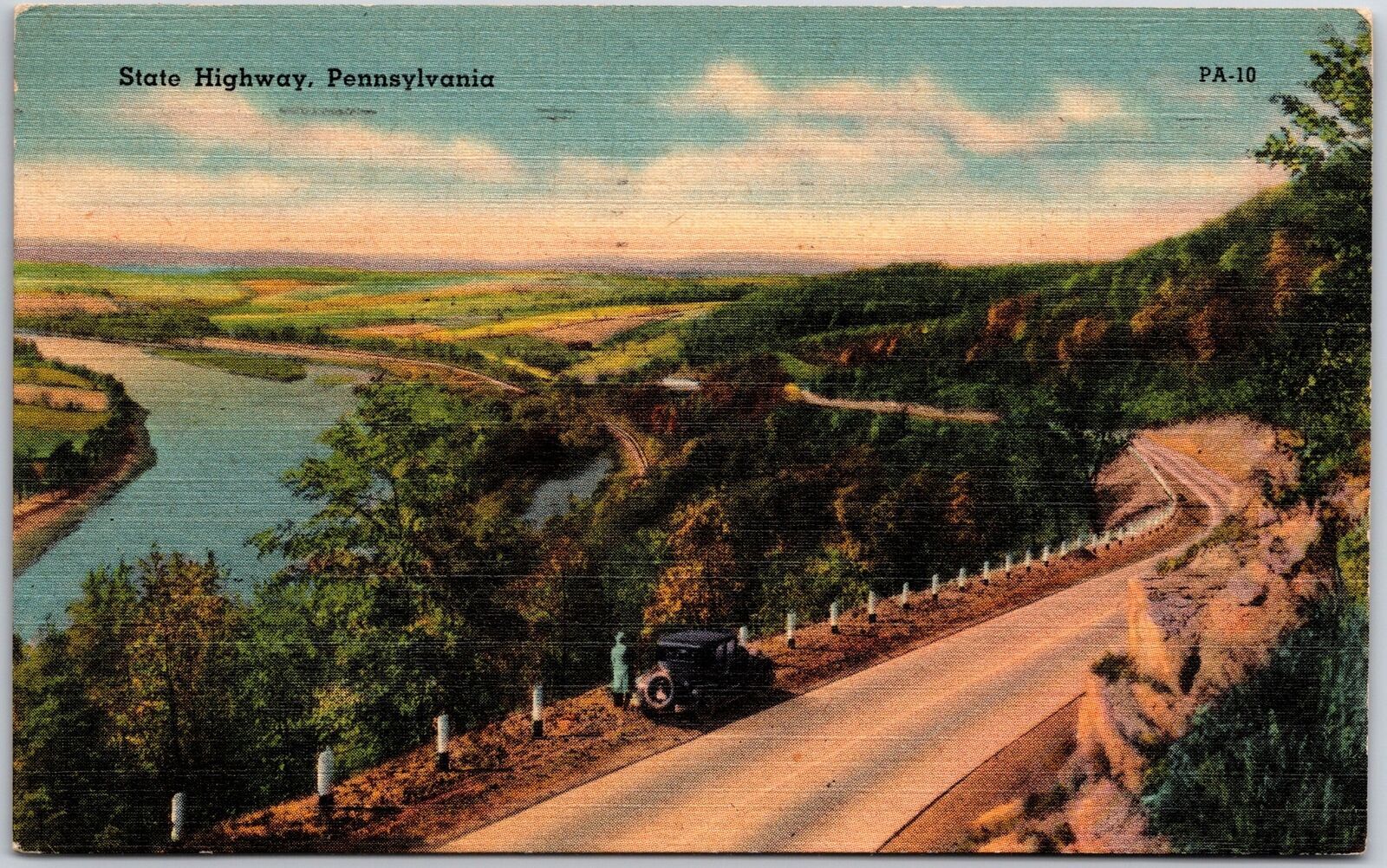 1960 State Highway Pennsylvania Scenic River Along Roadway Posted ...