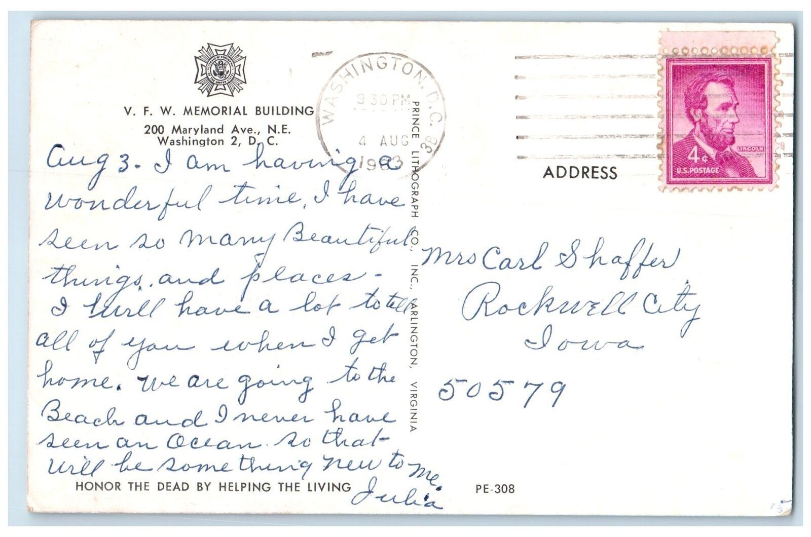 1983 VFW Memorial Building Exterior Flags Scene Washington 2 DC Posted ...