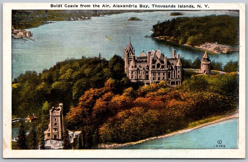 Thousand Islands New York 1920s Postcard Boldt Castle From Air ...