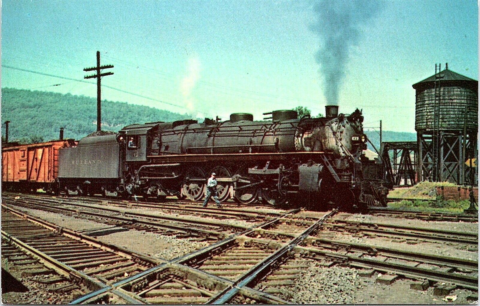 Postcard~Rutland Railroad~Steam Locomotive~Bellows Falls, Vermont ...
