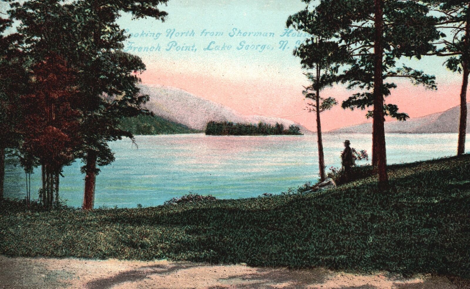 Vintage Postcard Looking North From Sherman Houston French Point Lake ...