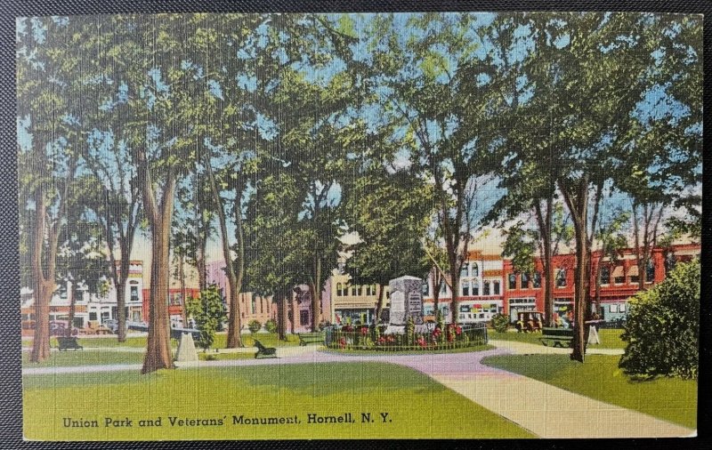 Vintage Postcard 1930-1945 Union Park & Veterans' Monument Hornell NY ...
