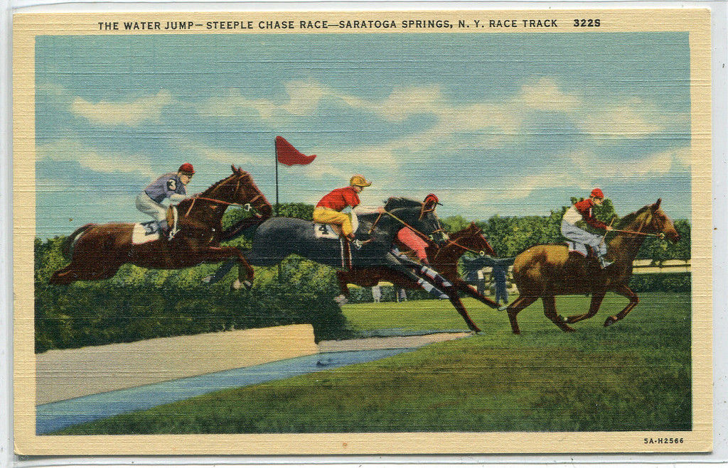 Horse Racing Steeple Chase Water Jump Track Saratoga Springs New York ...