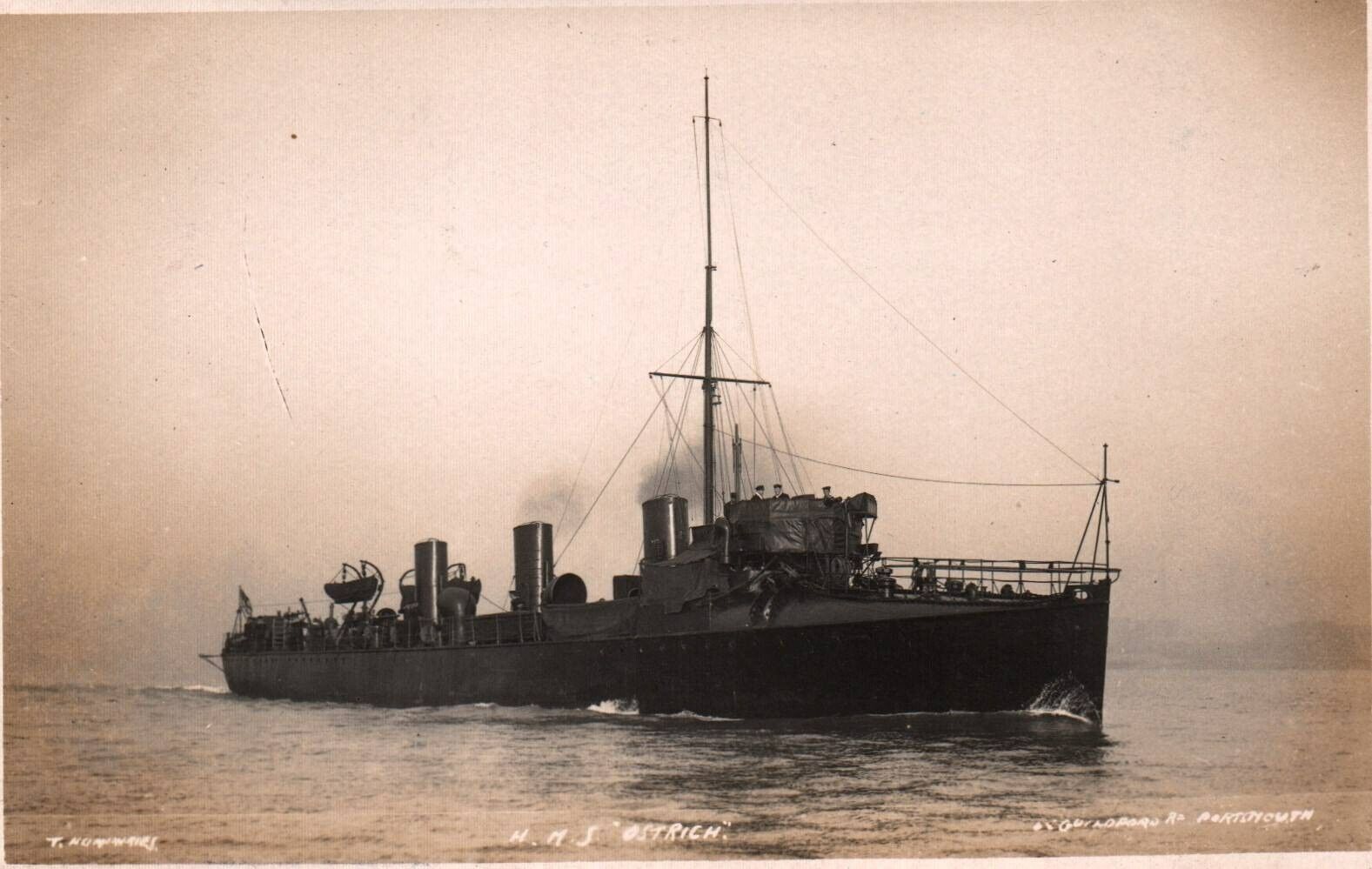 RPPC Photo British Royal Navy WWI HMS Ostrich Torpedo Boat Destroyer c ...