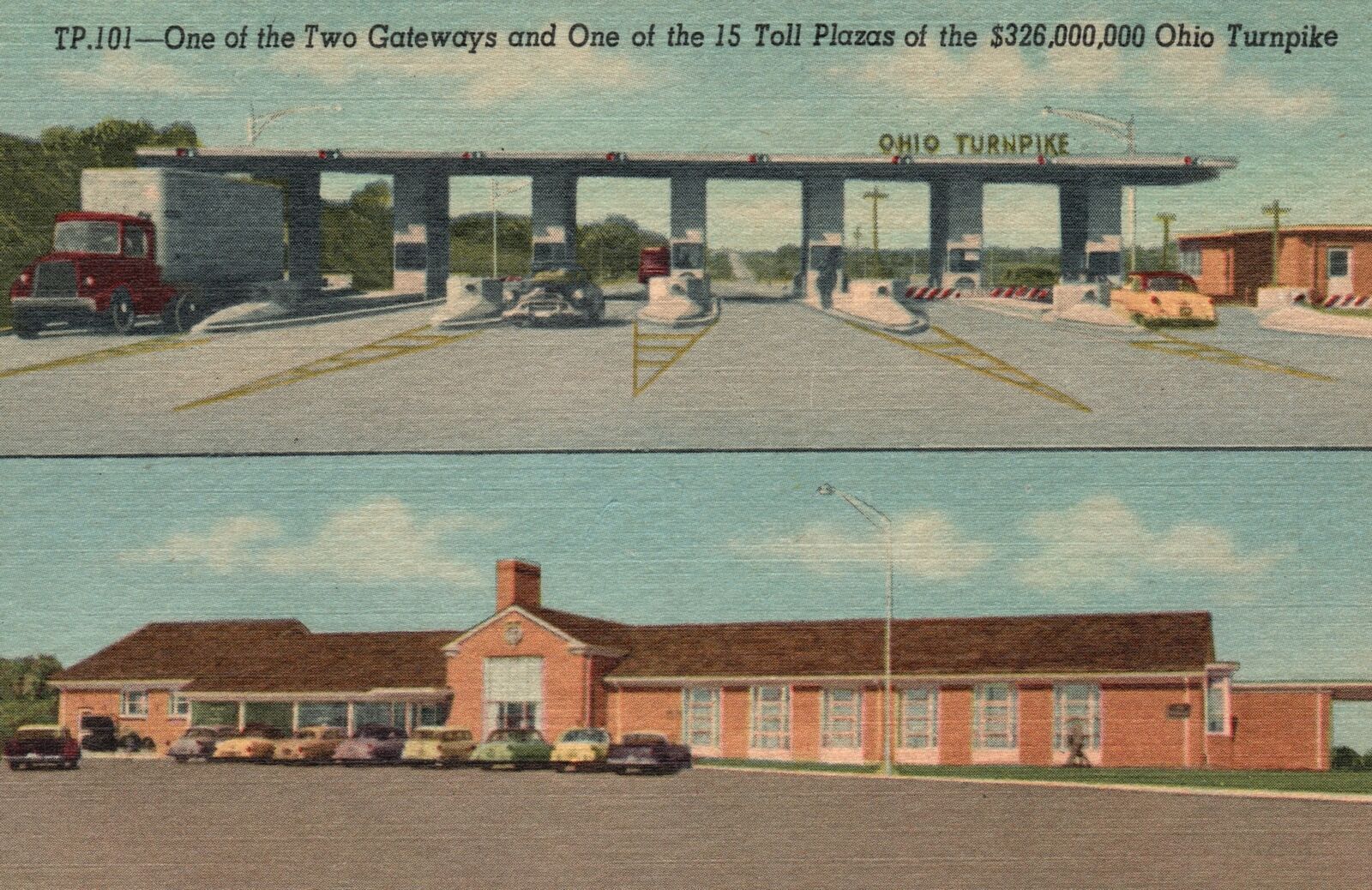 Vintage Postcard 1930's One of the Gateways & Toll Plazas terminal OH ...