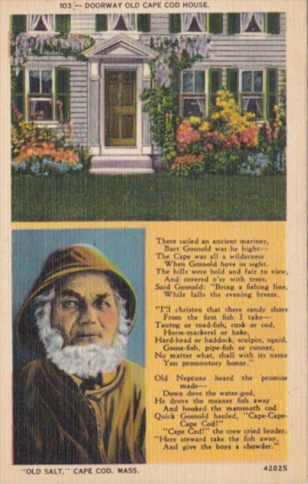 Massachusetts Cape Cod Old Fisherman "Old Salt" and Doorway Of Old Cape ...