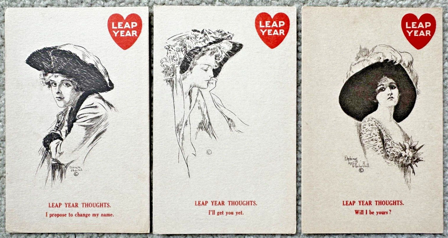 Three Leap Year Postcards Women with Leap Year Thoughts | Africa ...