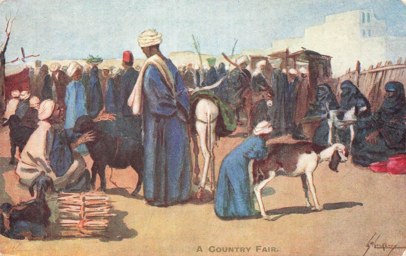 Humour in Egypt-A Country Fair-Tuck Series IV Artist Signed Postcard ...