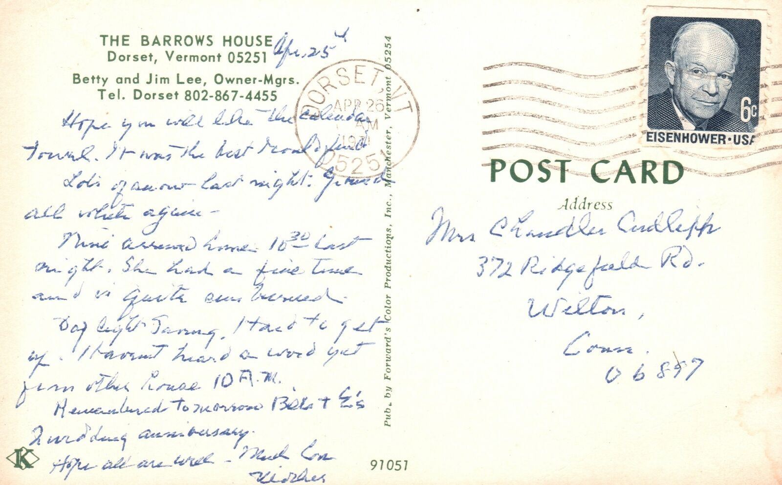 Vintage Postcard 1971 Barrows House Betty And Jim Lee Ownership Dorset ...
