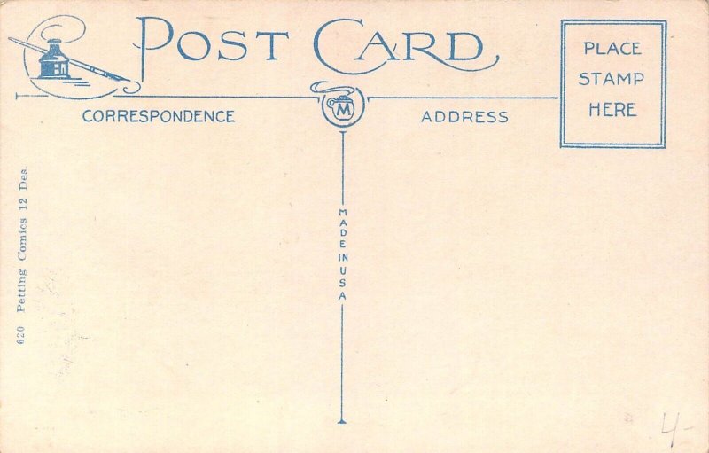 c.'16, Risque Petting Comic, Flapper, A Dive for the Neck, Old Postcard ...