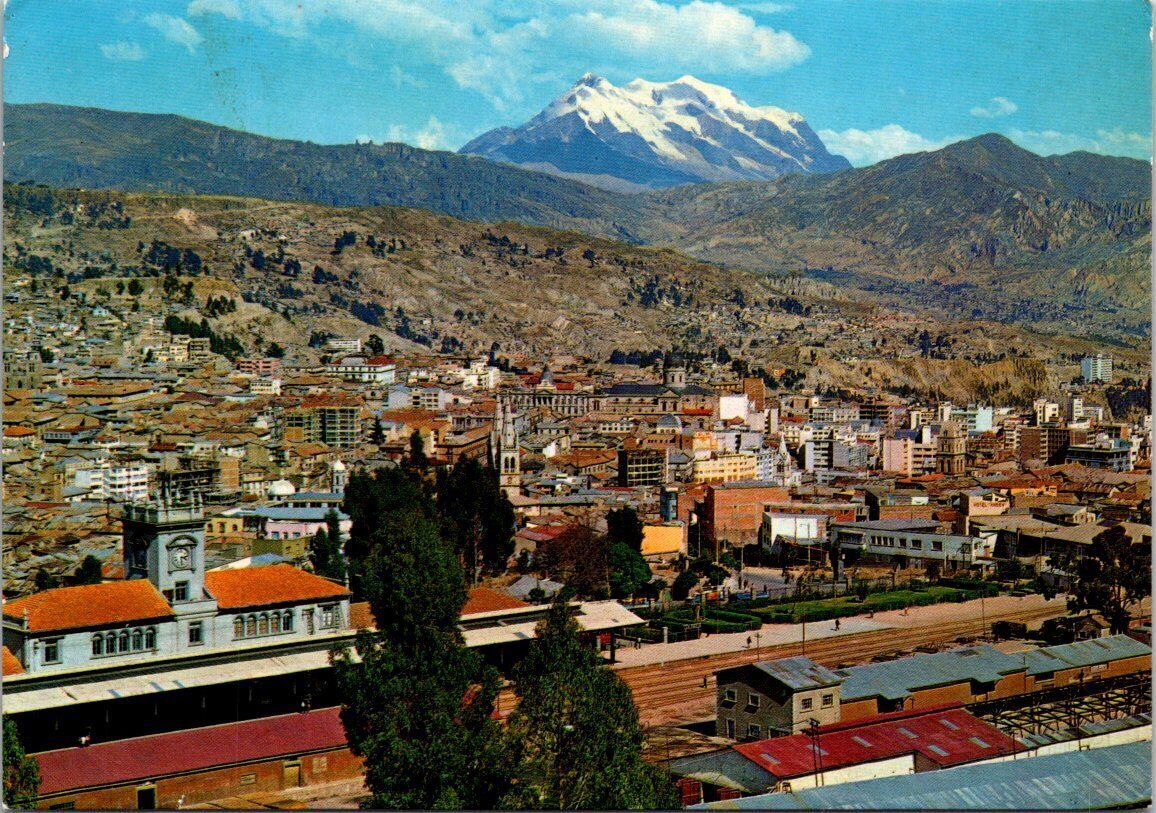 Vintage Continental Size Postcard Mid-Aerial View of LA PAZ Bolivia ...