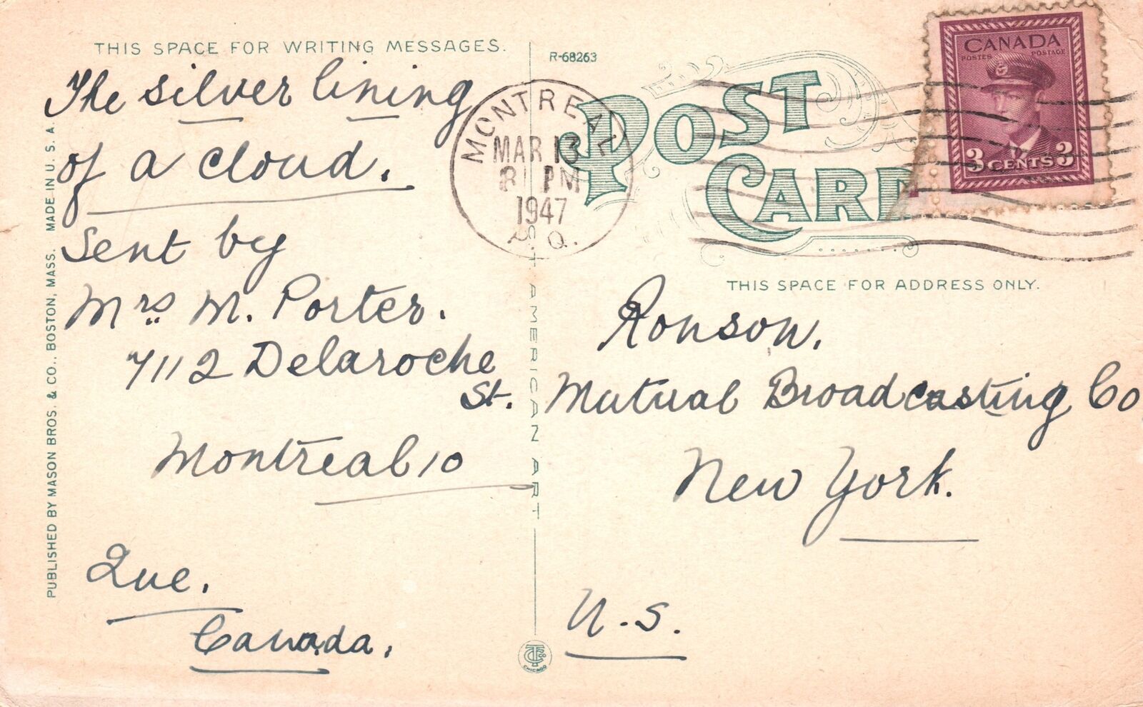 Vintage Postcard 1947 Mission Church Roxbury Massachusetts Religious ...