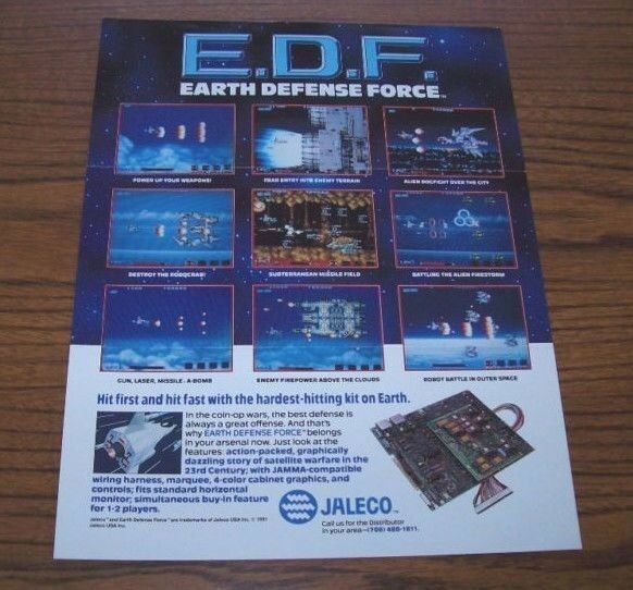 EARTH DEFENSE FORCE Arcade Game Flyer ORIGINAL Promo Space Age Art ...