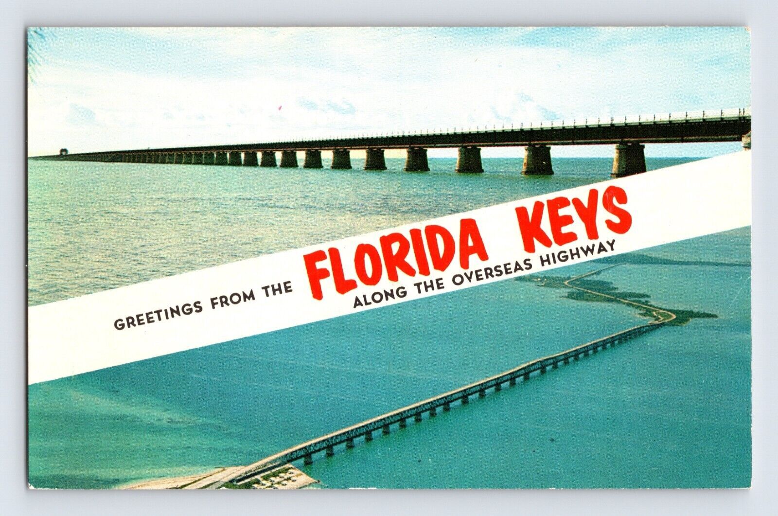 Postcard Florida Keys FL Banner Overseas Highway 1960s Unposted Chrome ...