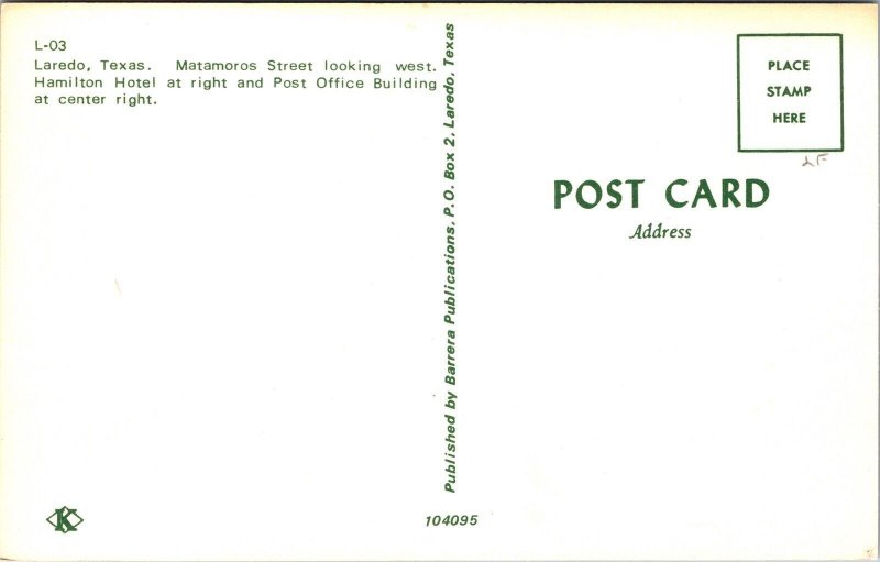 Matamoros Street Hamilton Hotel Post Office Building Flag Laredo TX ...